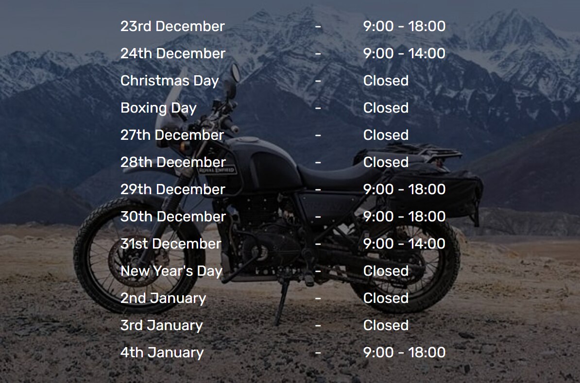 Christmas Opening Times 2021